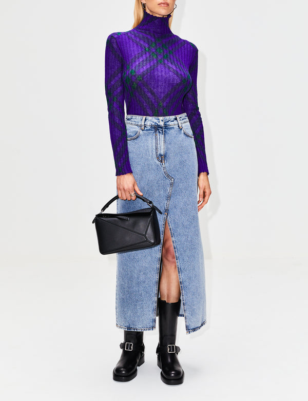 High Neck Check Sweater | BURBERRY | elysewalker