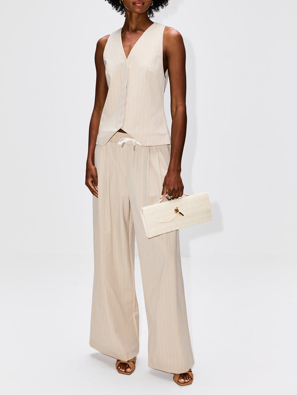 Pinstripe Wool Drawstring Pant | ST AGNI | elysewalker