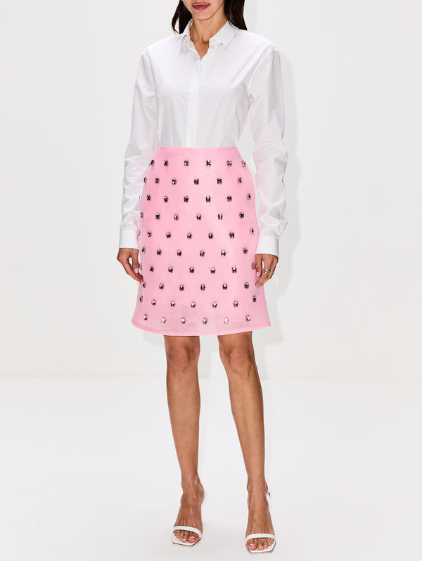 Leanne Embroidered Pencil Skirt | BRANDON MAXWELL | elysewalker