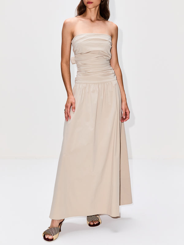 Gathered Strapless Tie Back Dress | ST AGNI | elysewalker