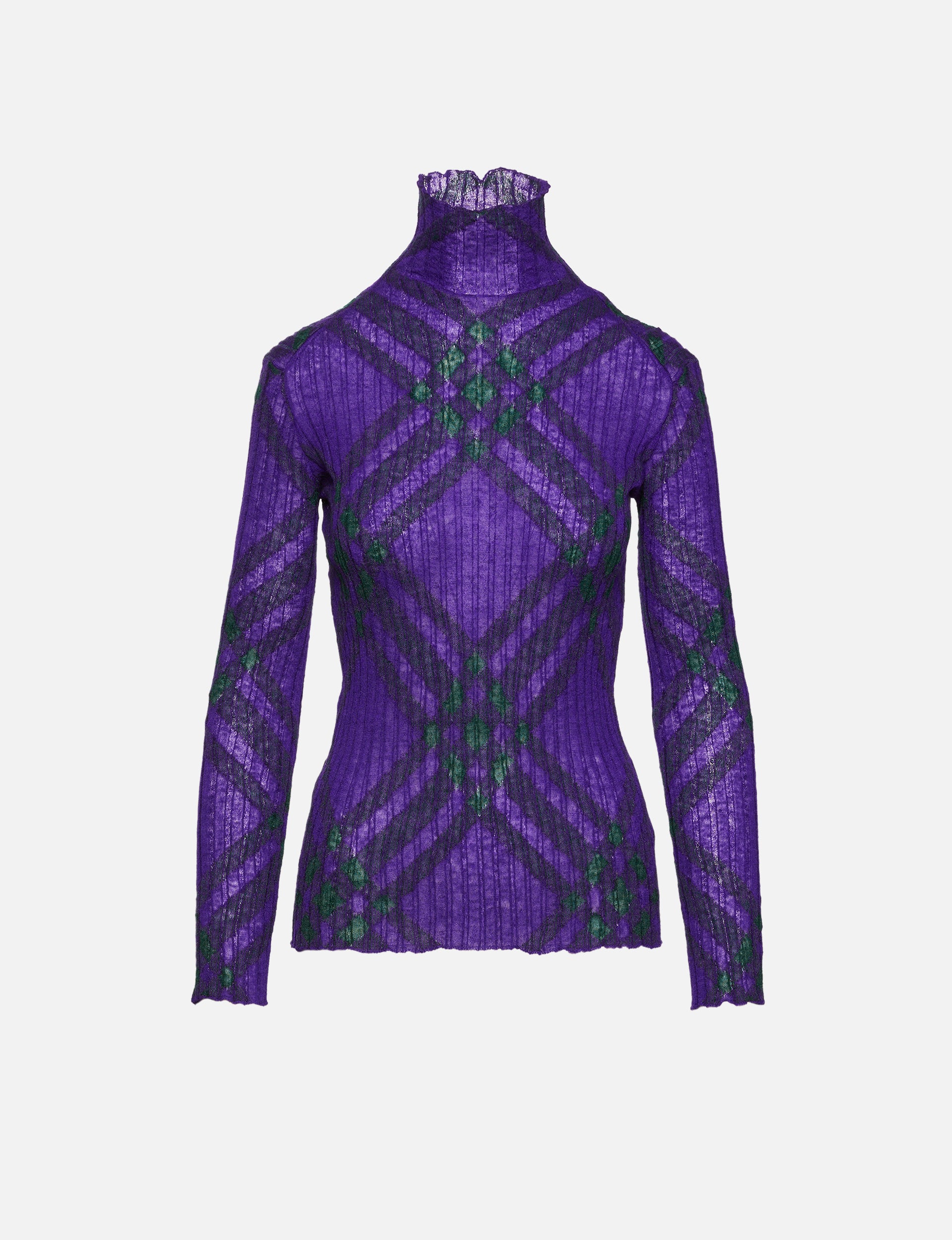 High Neck Check Sweater | BURBERRY | elysewalker