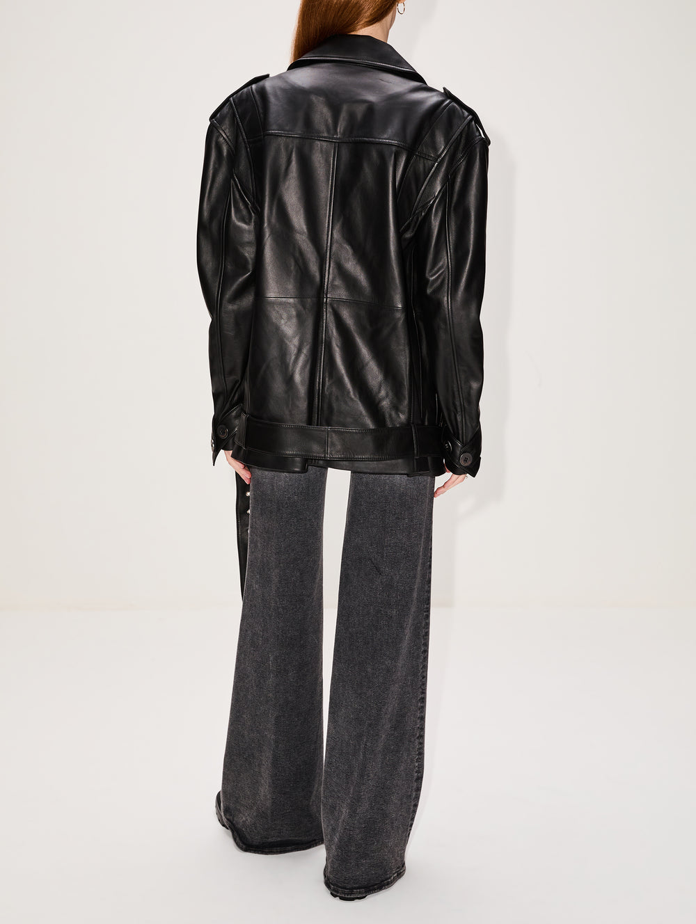 Oversized Leather Biker Jacket | ZEYNEP ARCAY | elysewalker