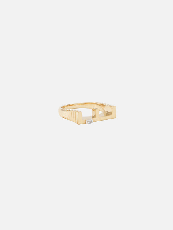 Ribbed Chunky Initial Ring | HELENA ROSE | elysewalker