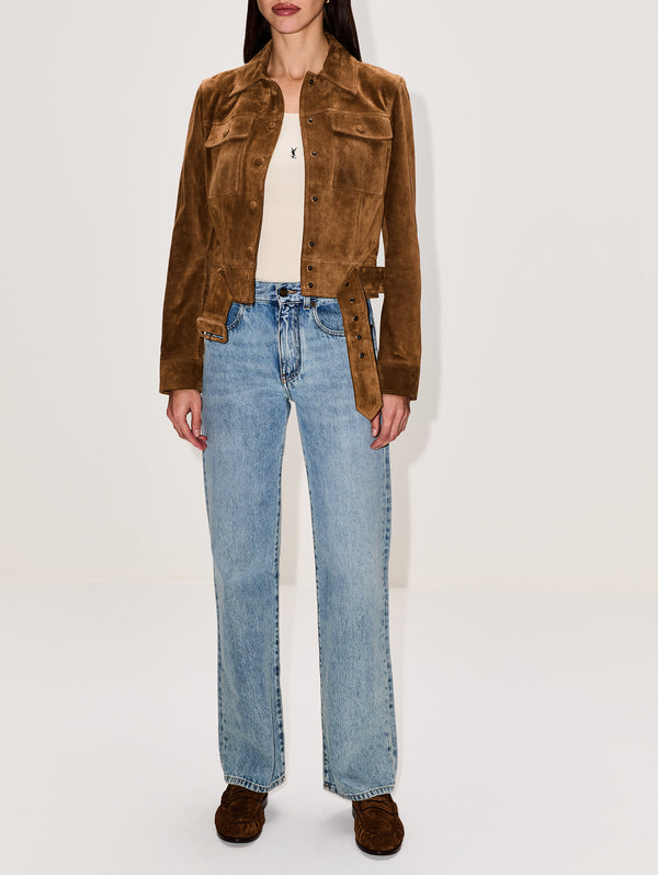 Fitted Suede Jacket | SAINT LAURENT | elysewalker
