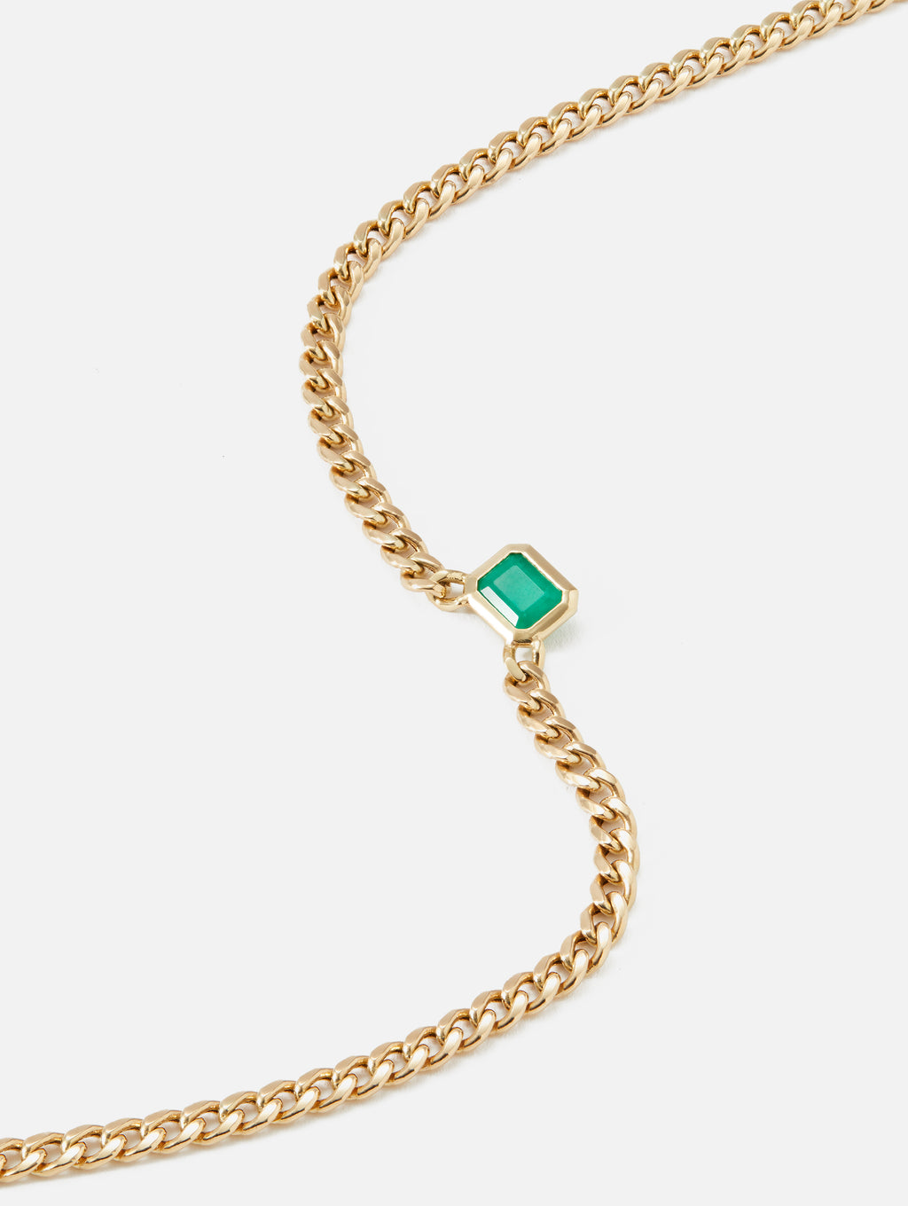 Medium Curb Chain Emerald Cut Emerald Bezel Necklace | ZOE CHICCO ...